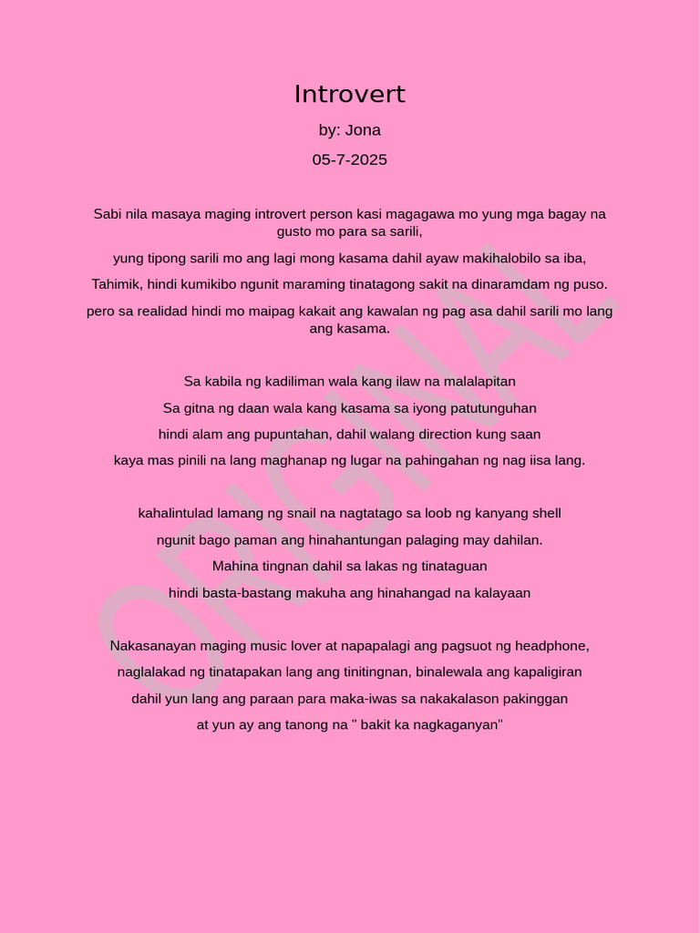 Introvert Person (By Jonalyn Tiempo) | PDF