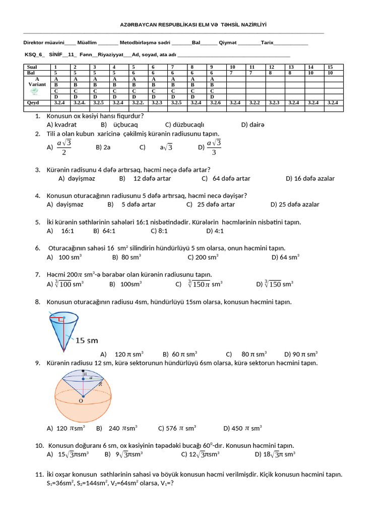 11 Sinif KSQ 6 S. Vüsalə | PDF