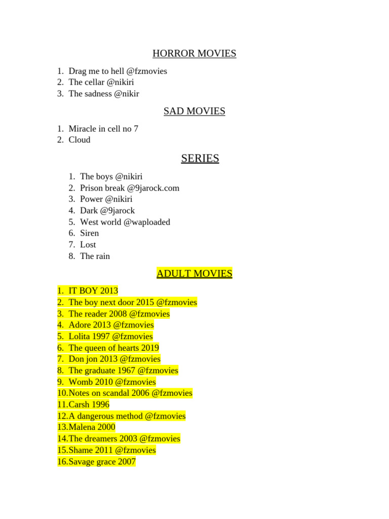 Movie Lists | PDF