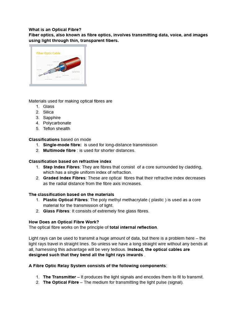 Fiber Optics | PDF | Optical Fiber | Optics
