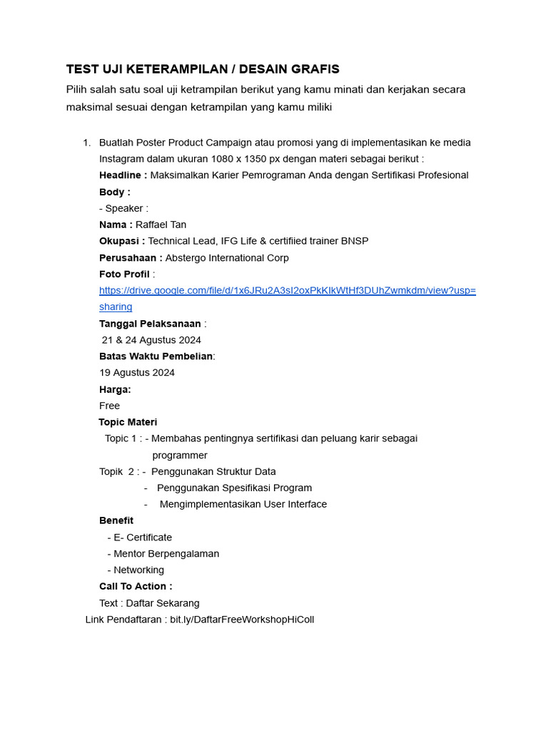 Uji Ketrampilan - Graphic Design - MSIB 7 HICOLLEAGUES | PDF