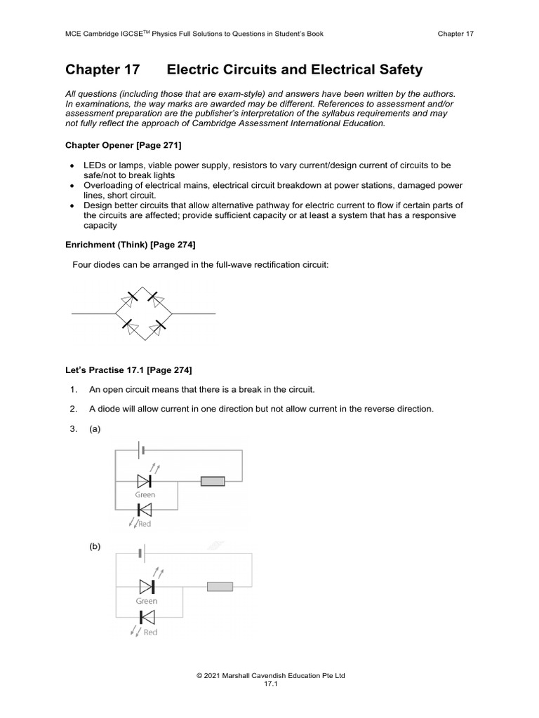 IGCSE Physics Chapter 17 Solutions | PDF | Fuse (Electrical) | Series ...