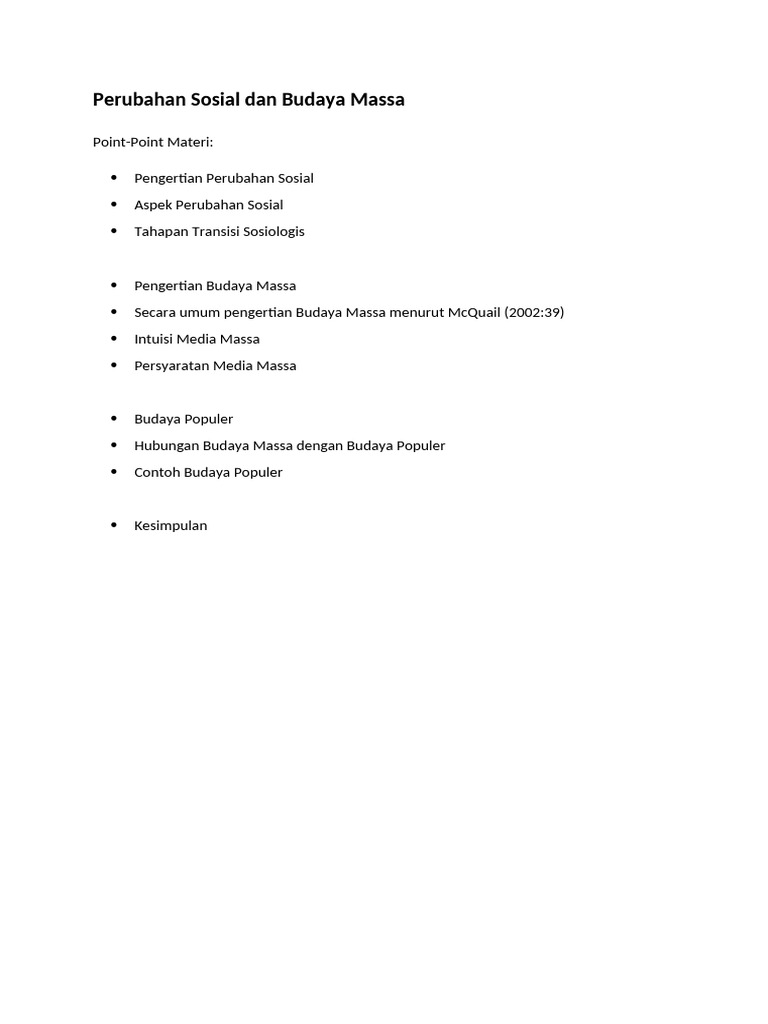 Perubahan Sosial Dan Budaya Massa | PDF