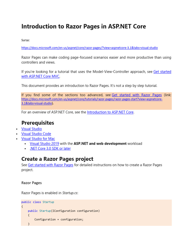 Introduction to Razor Pages in ASP NET Core | PDF | Html | Namespace