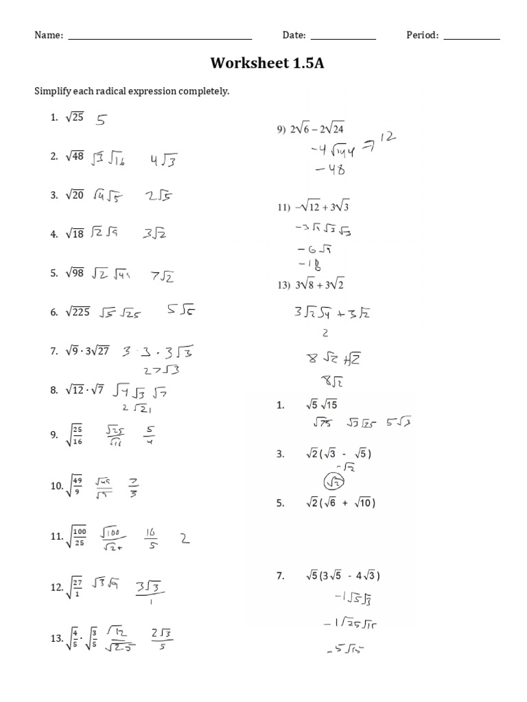 Worksheet 1.5A 2023 | PDF