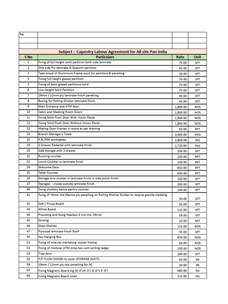 Carpenter Labour Rates and Agreement 2024 | PDF | Carpentry