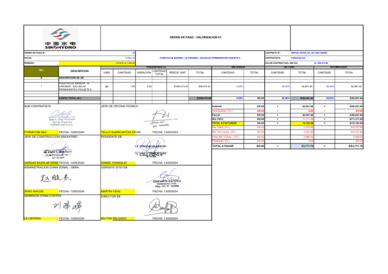 ORDEN DE PAGO VALO 01 OS 00901 FORMICON VARONES | PDF