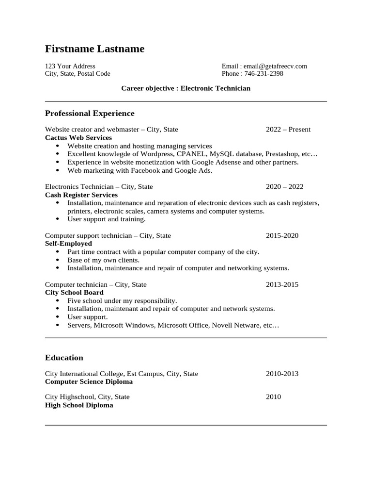 Perfect Job Application Resume Sample Template | PDF