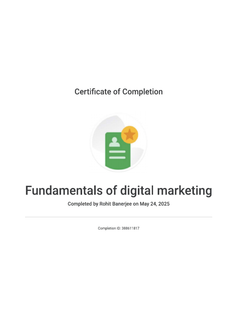 Google Skillshop Certicate of Digital Marketing | PDF