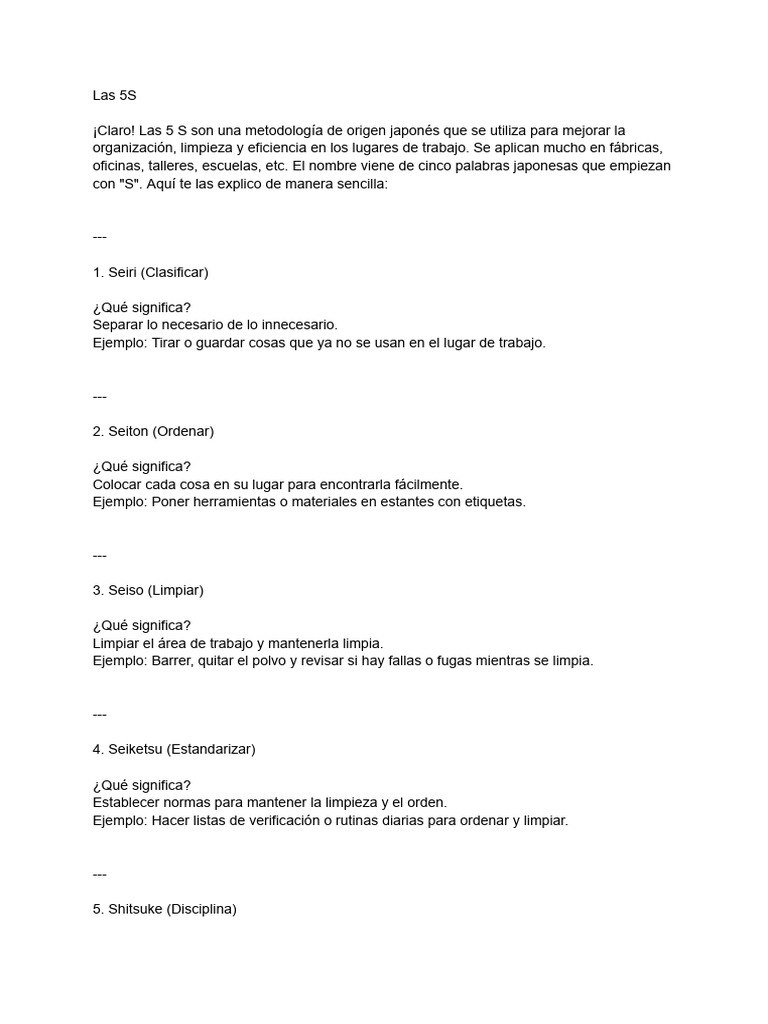 Las 5S Definición | PDF