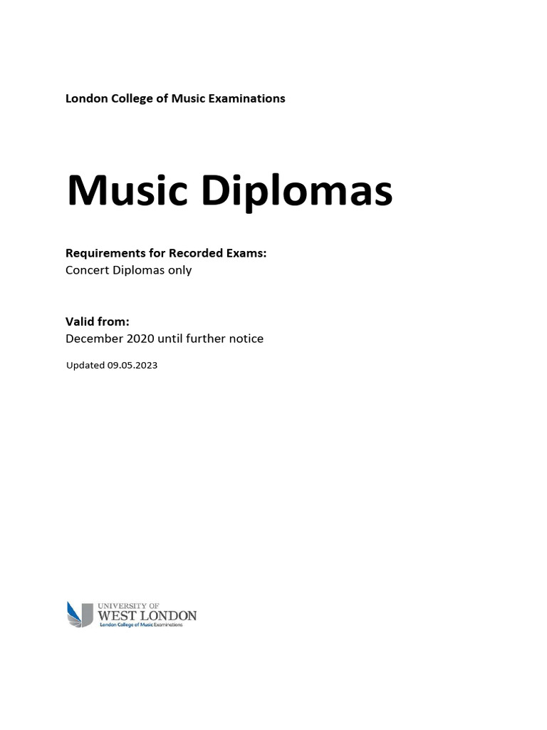 Diplomas Concert 011220 - Recorded Exam Requirements | PDF | Musical ...