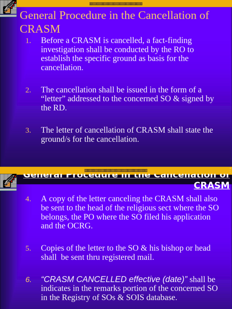 General Procedure in The Cancellation of Crasm | PDF | Justice | Crime & Violence