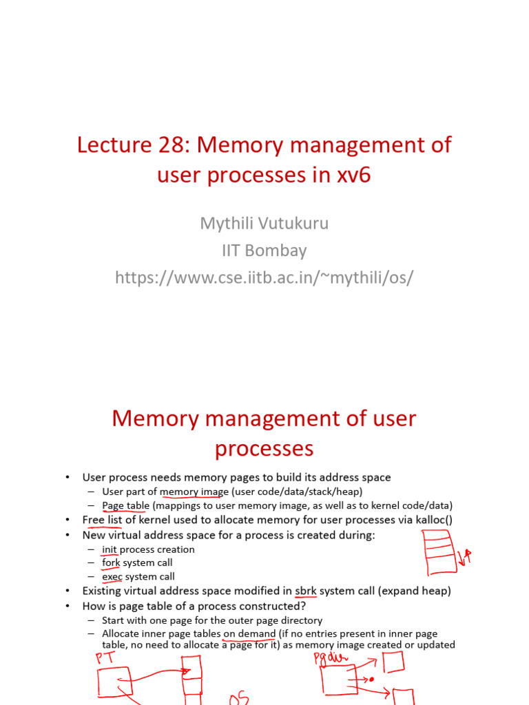 OS Lecture28 Memory Management For User Processes in Xv6 | PDF ...