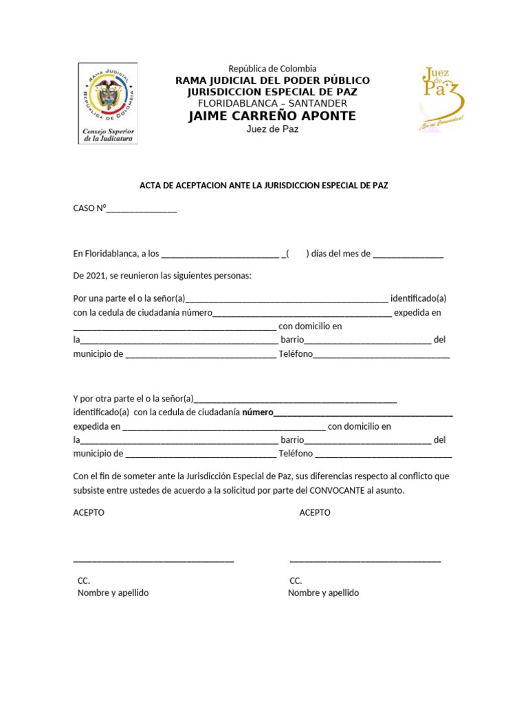 ACTA DE ACEPTACION | PDF