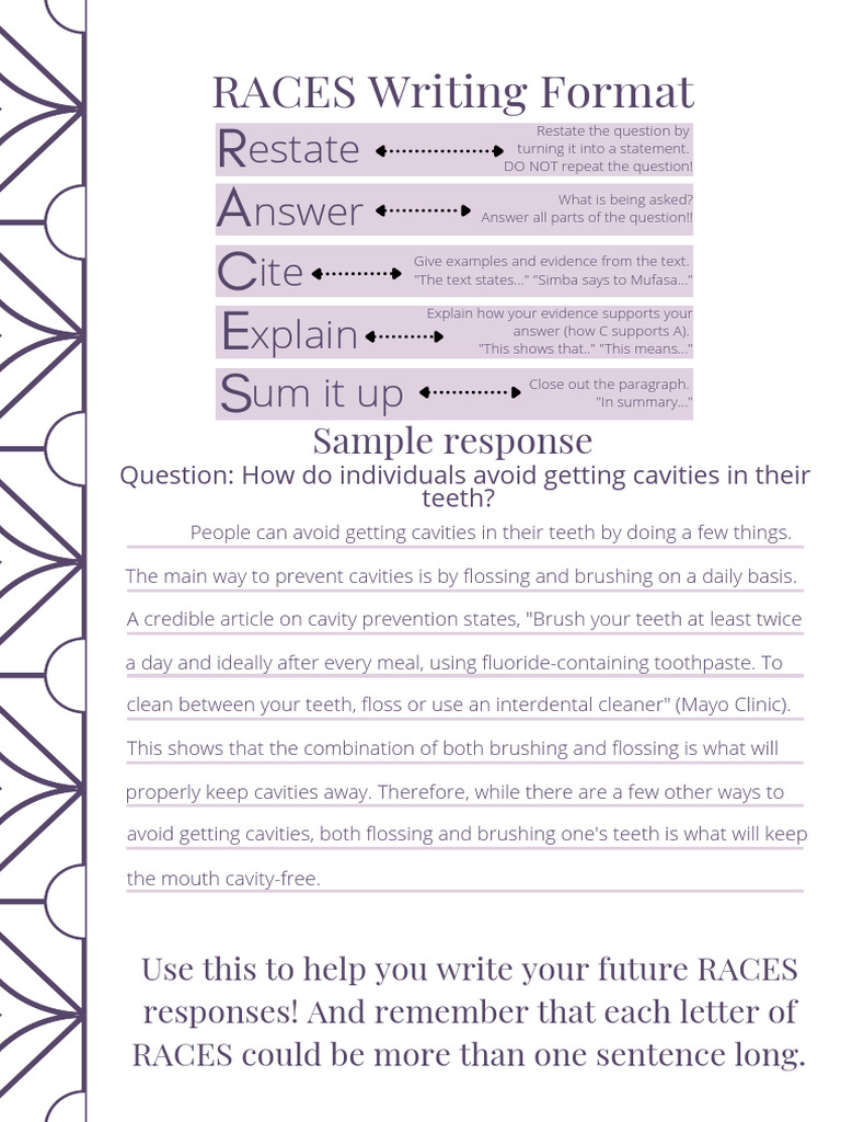 RACESWritingMethodExample 1 | PDF