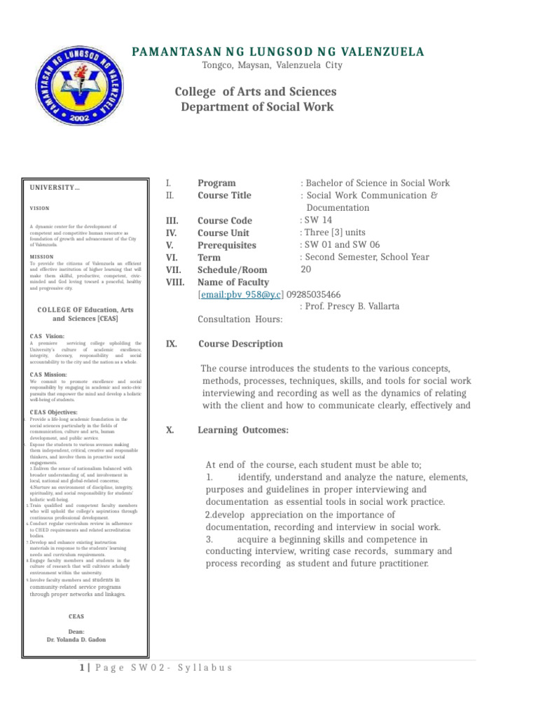 Social Work Communication Syllabus | PDF | Curriculum | Communication