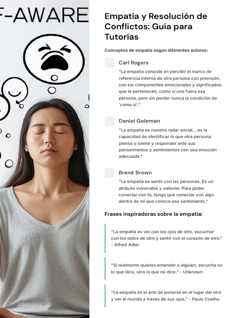 Empatía y Resolución de Conflictos en Tutorías | PDF | Empatía | Las ...
