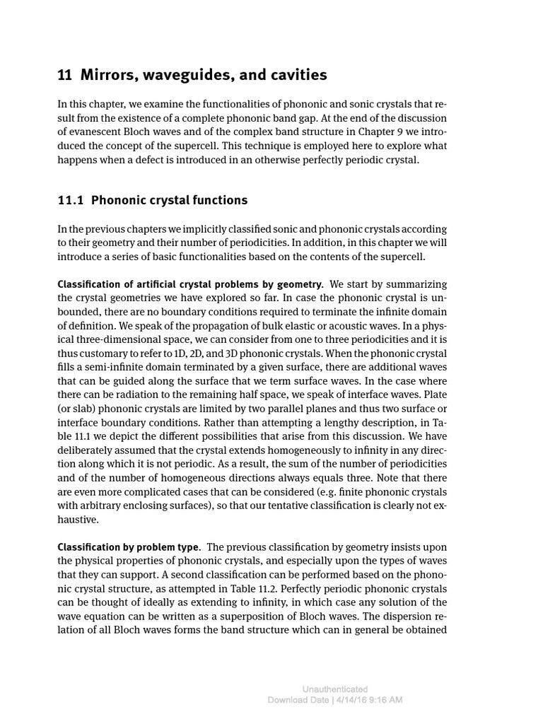 Phononic Crystals: Mirrors and Waveguides | PDF | Waveguide | Waves