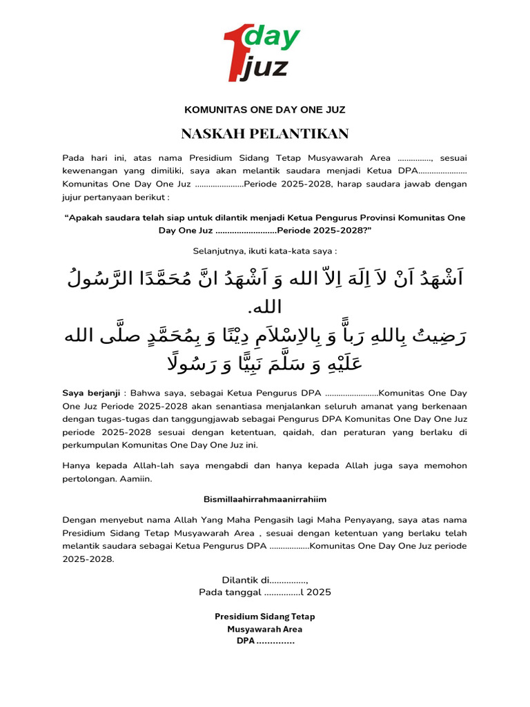 Naskah Pelantikan Ketua DPA | PDF