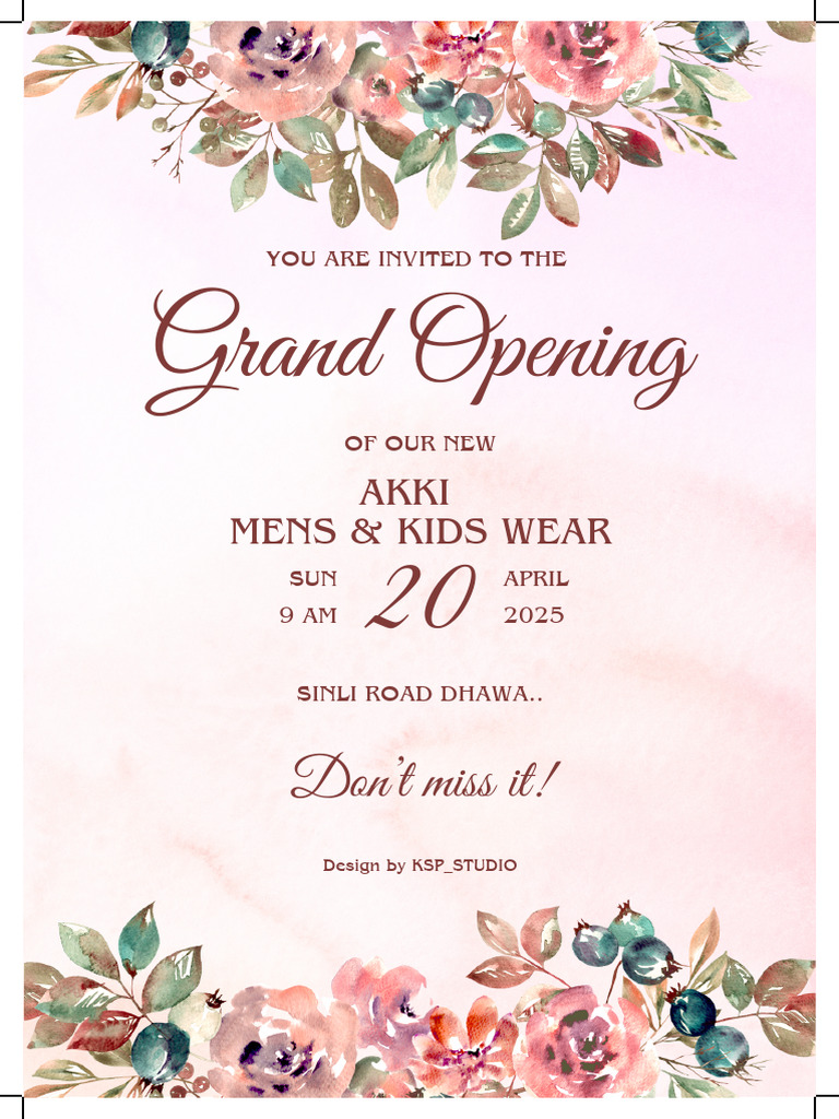 Grand Opening: Akki Mens & Kids Wear | PDF