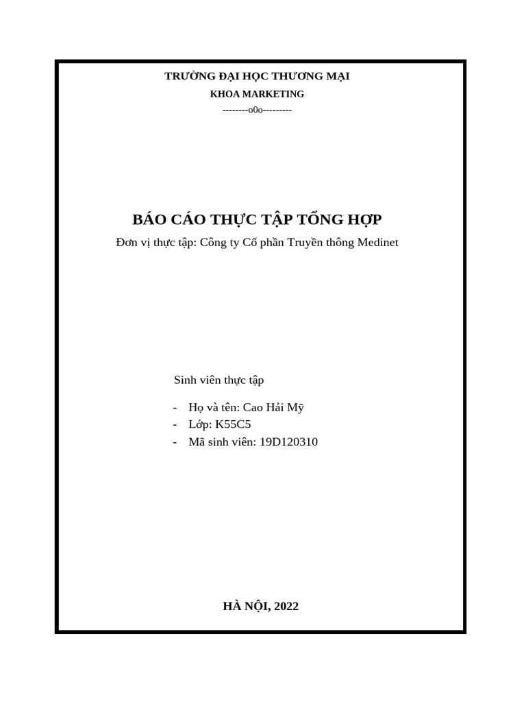 (123doc) Bao Cao Thuc Tap Khoa Marketing Tai Cong Ty Co Phan Truyen Thong Medinet | PDF