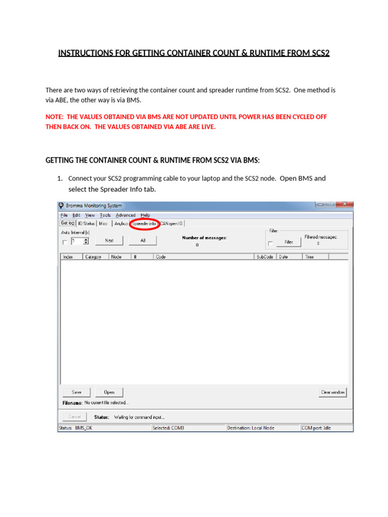 Instructions For Getting Container Count & Runtime From SCS2 | PDF