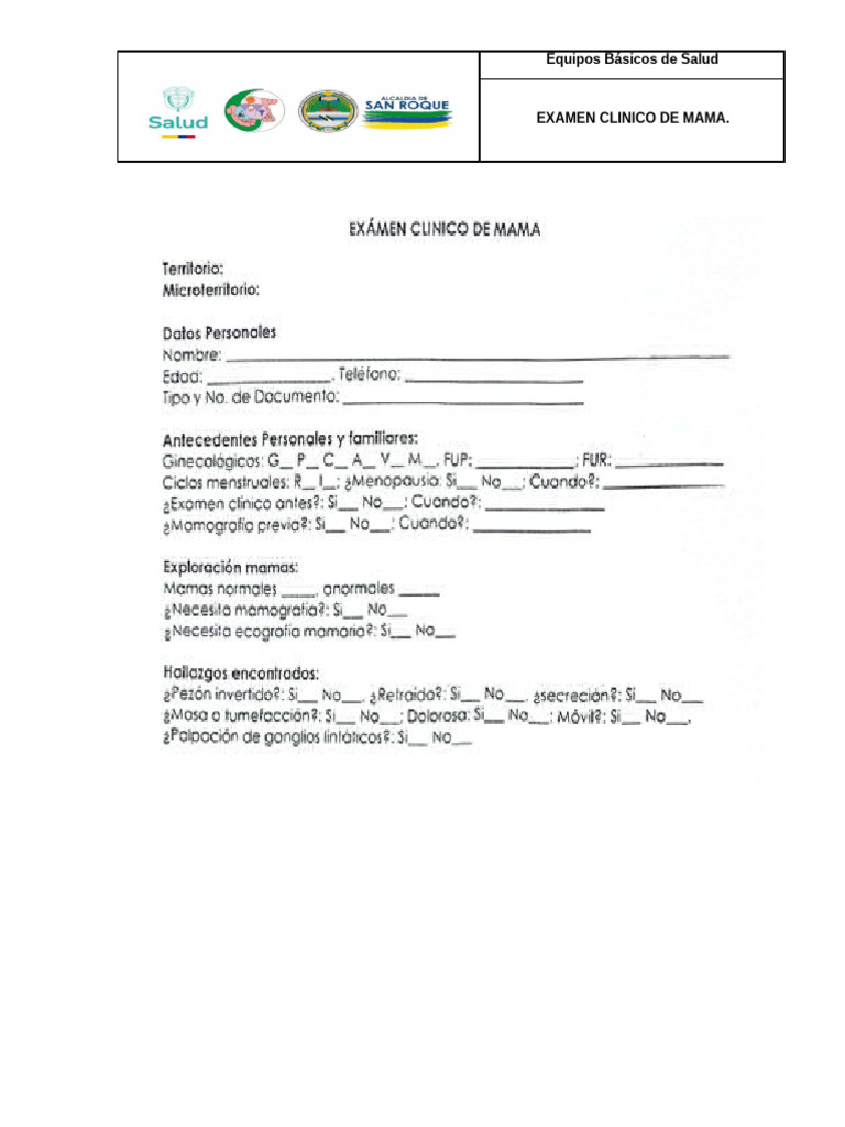 Examen Clinico de Mama | PDF