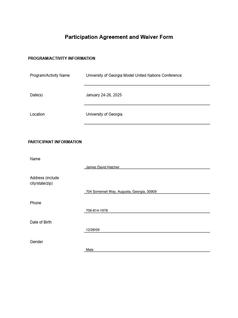 Participation Agreement - Waiver Form - Code of Conduct | PDF | Legal Liability | Justice