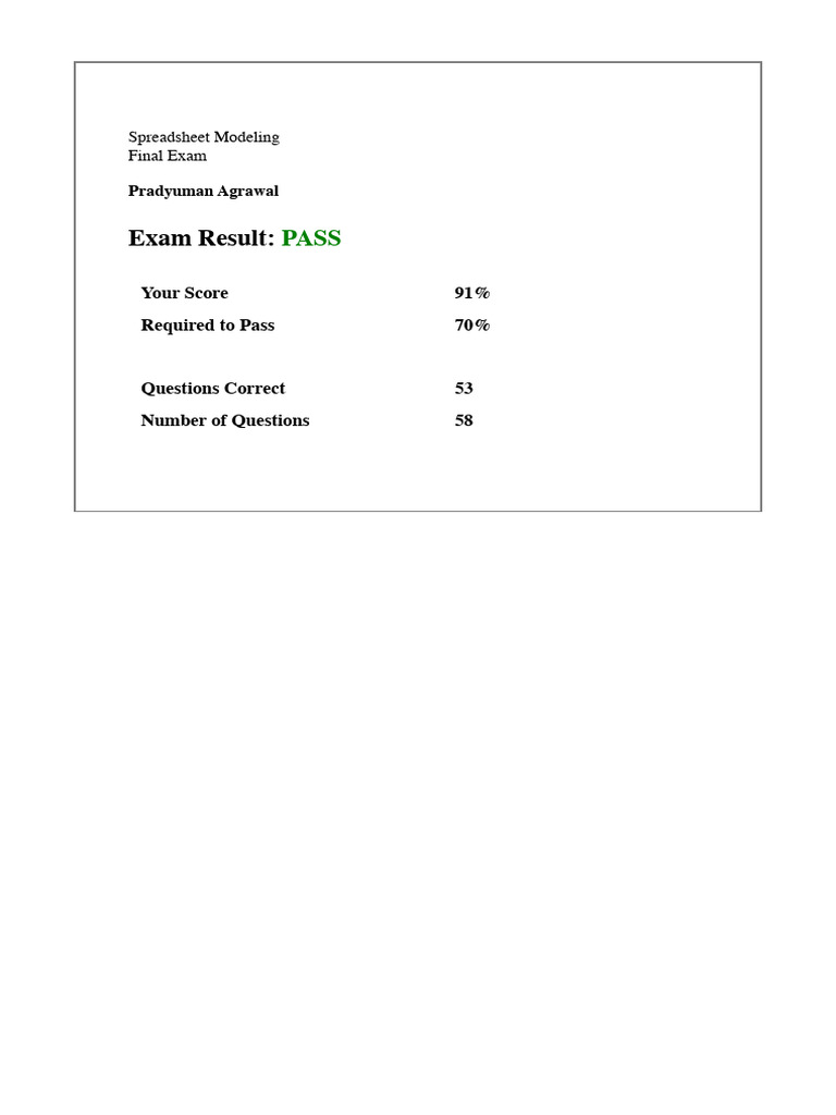 Spreadsheet Test 1 | PDF