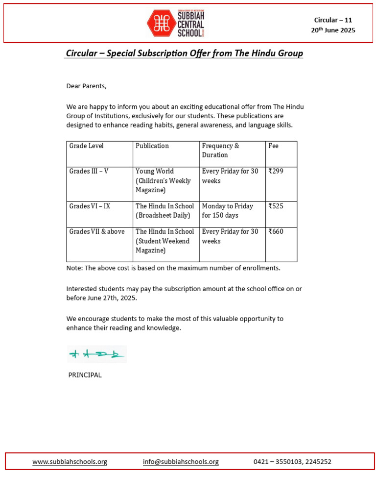 Circular 11 - Hindu Paper | PDF