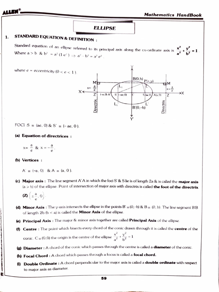 Understanding Ellipses: Key Concepts and Equations | PDF | Ellipse | Circle
