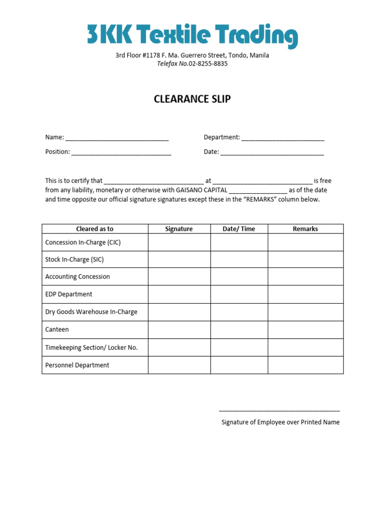 Clearance Slip GCC | PDF