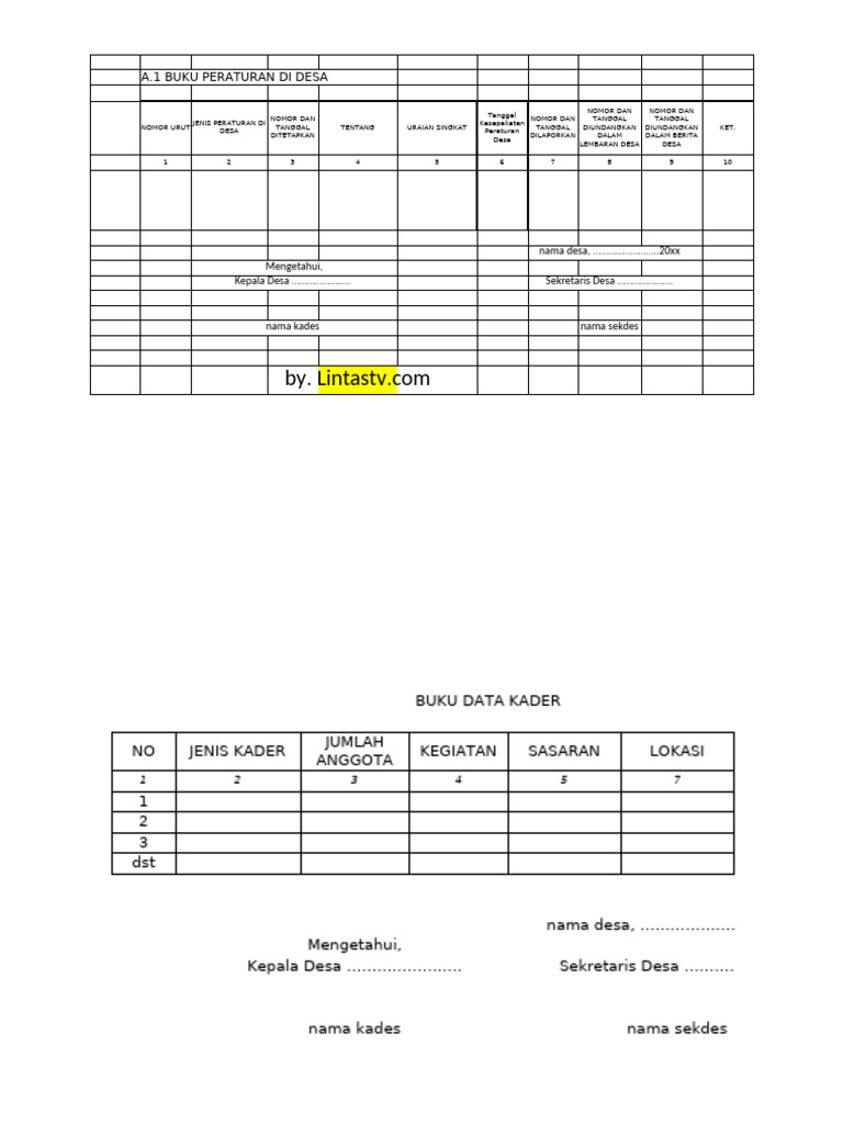 Buku Kasi Kesra Desa. | PDF