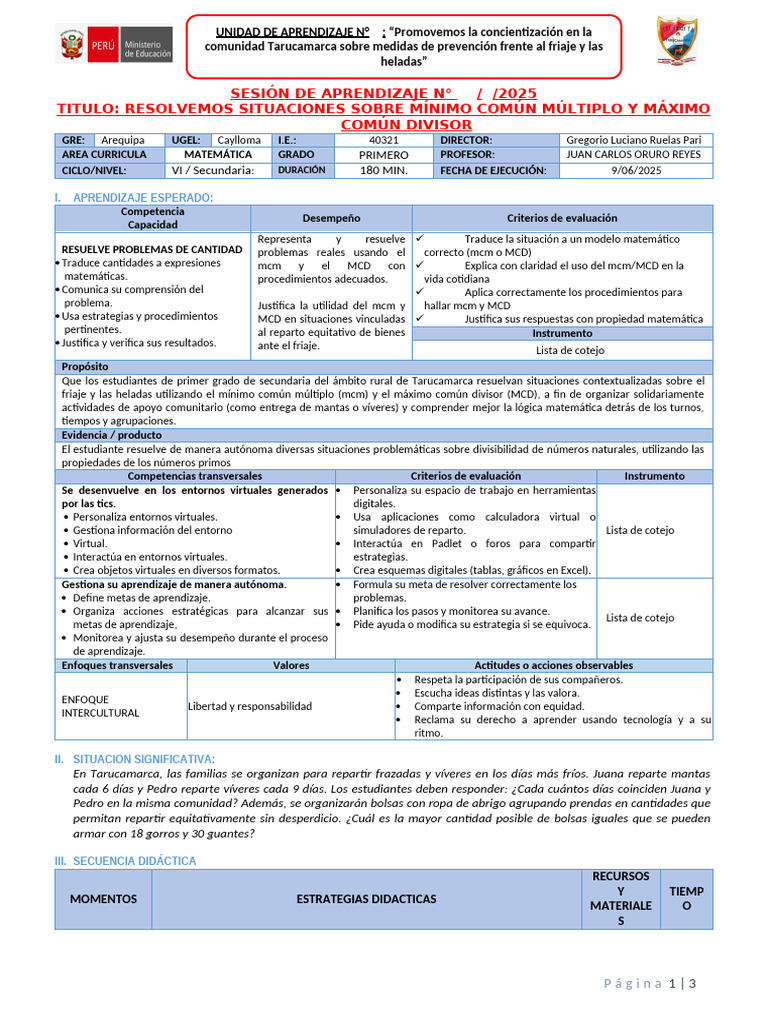 Unidad 3 Semana 3 Sesion 1 | PDF | Aprendizaje | Evaluación
