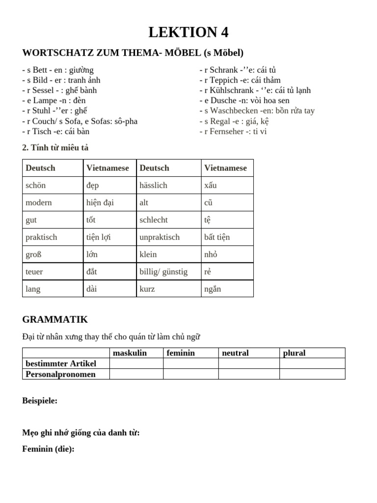 Lektion 4 Handout | PDF