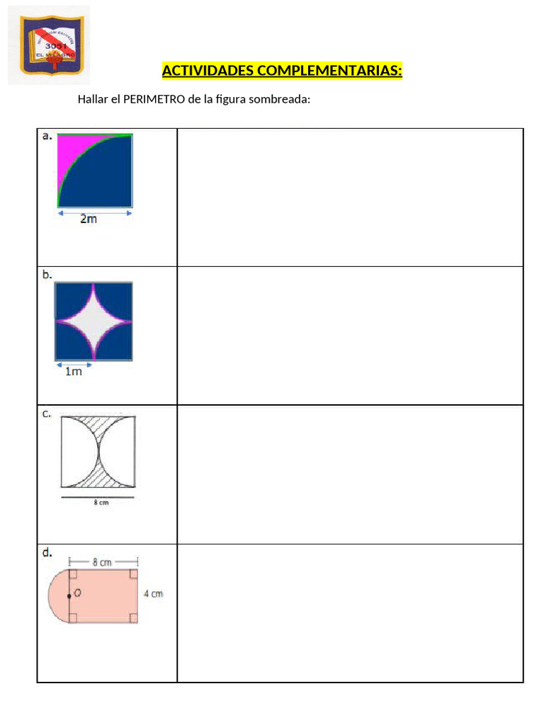 Actividades Complementarias Circunferencia | PDF