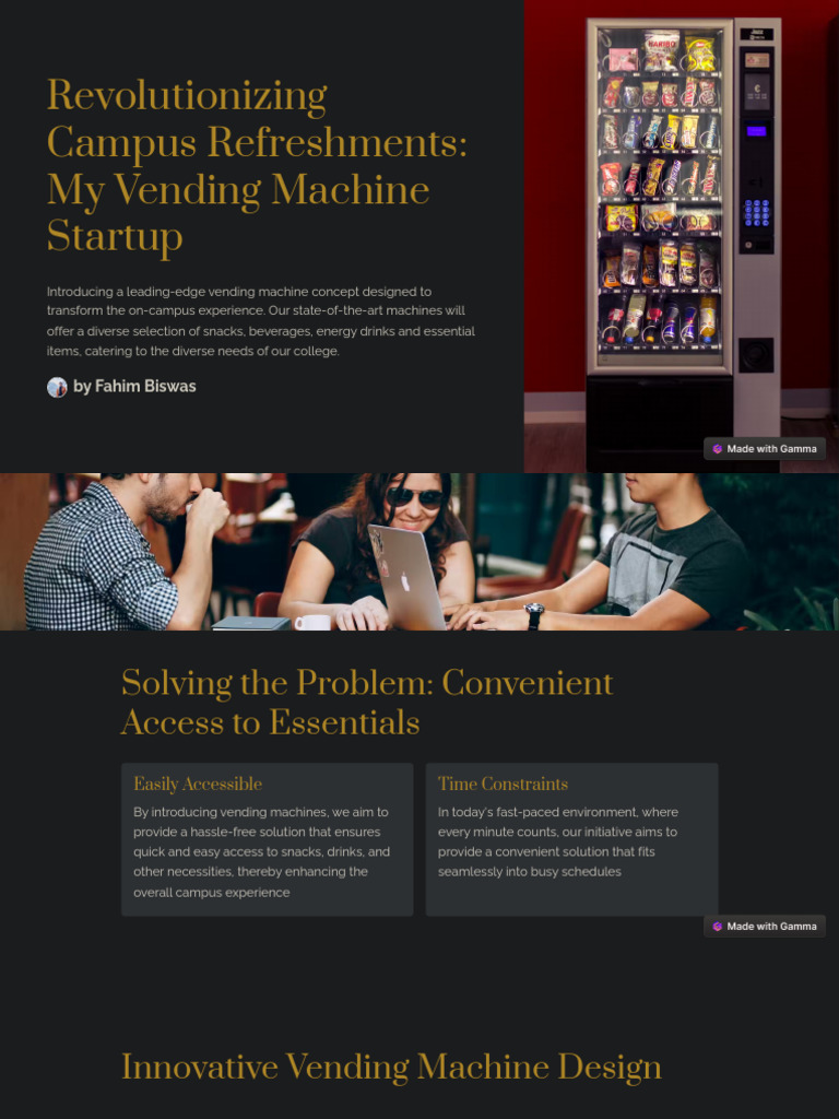 Revolutionizing Campus Refreshments My Vending Machine Startup | PDF | Marketing | Vending Machine