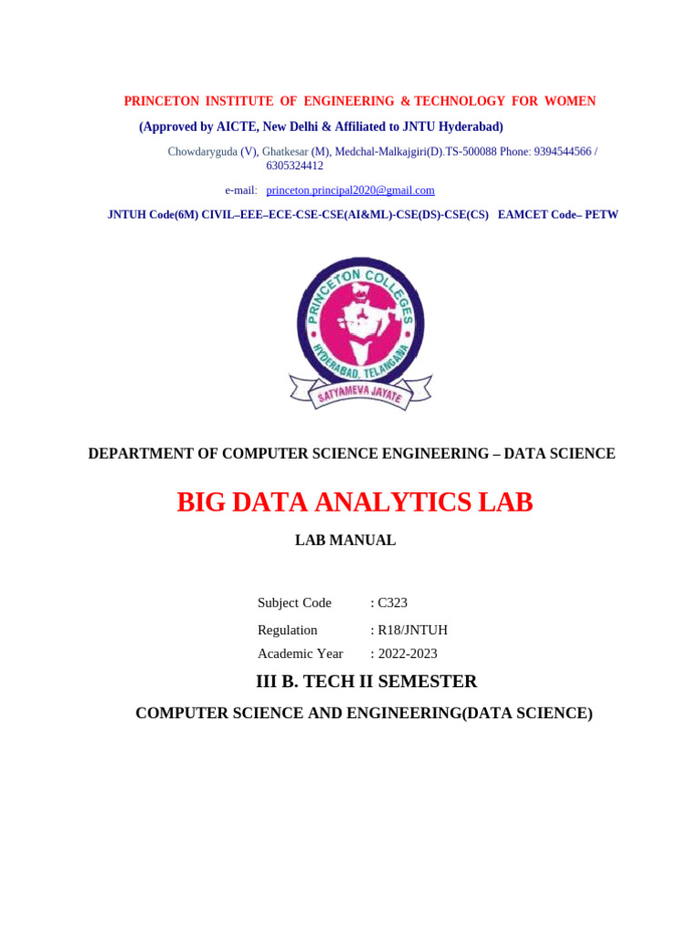 BigDataAnalytics Lab Manual (DS) | PDF | Apache Hadoop | Map Reduce