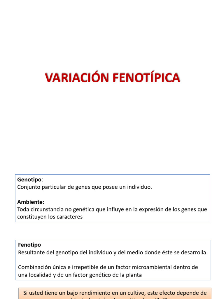Variación Fenotípica y Mejoramiento Genético | PDF | Dominancia ...