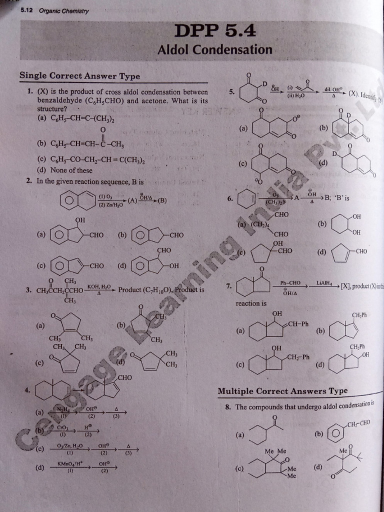 Aldol Condensation Questions | PDF | Chemical Compounds | Organic Chemistry