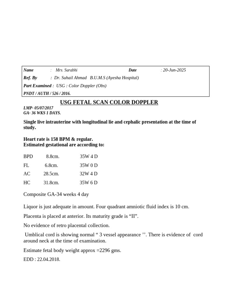 Fetal Scan Color Doppler | PDF | Fetus | Maternal Health