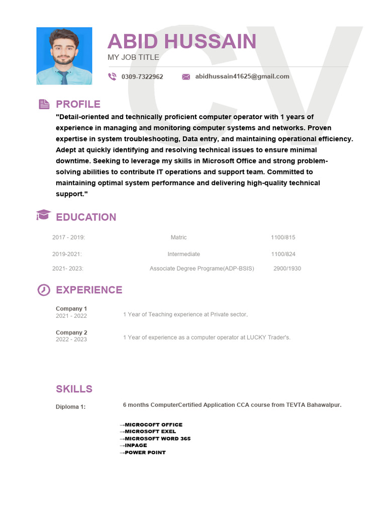 Abid Hussain CV - Updated - Abid Hussain | PDF