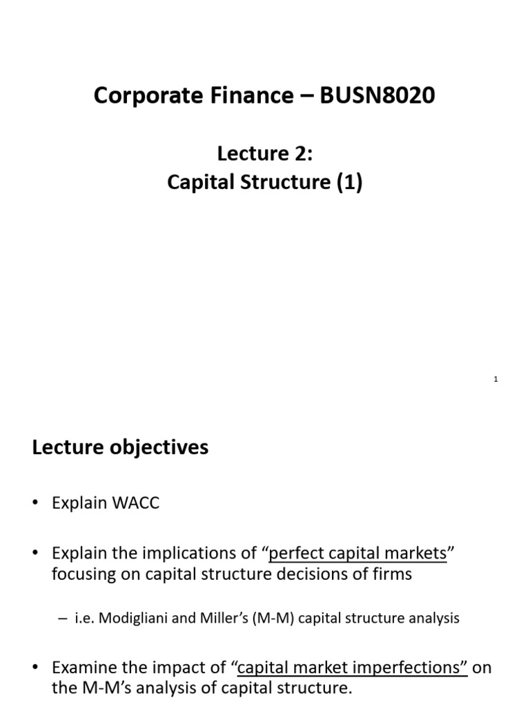 Lecture 2 - Capital Structure | PDF | Cost Of Capital | Capital Structure