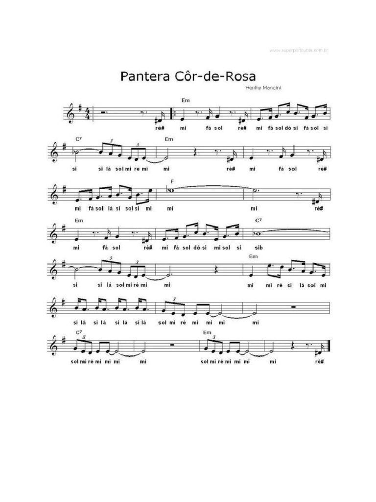 Partitura Pantera Cor de Rosa | PDF