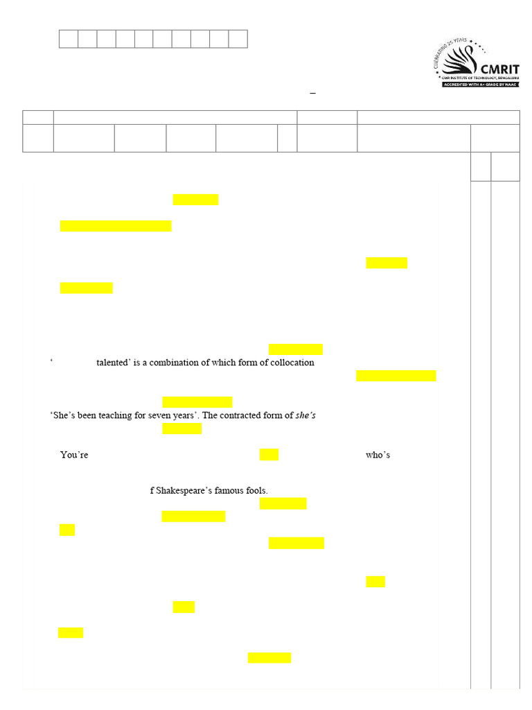 IAT-I Question Paper With Solution of BPWSK206 Professional Writing ...