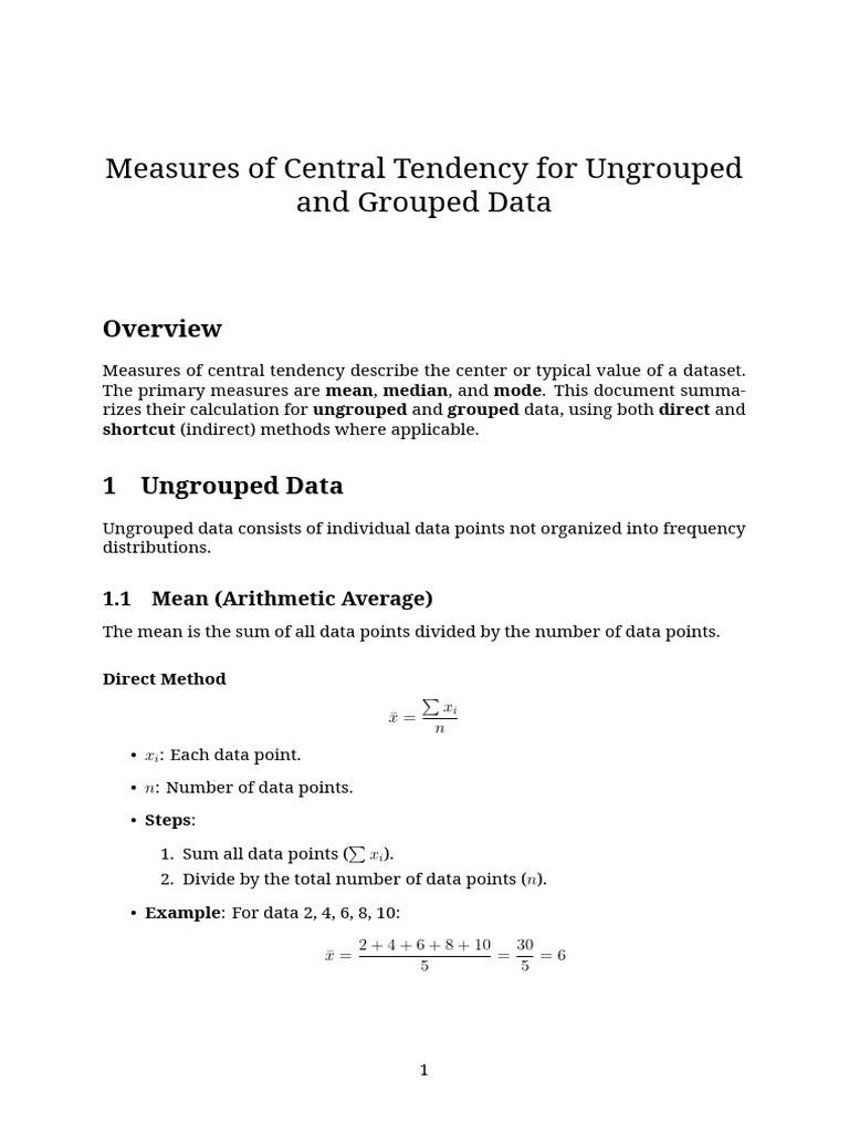 Handout - Central Tendency - Meaures of Dispersion | PDF | Mean | Mode ...