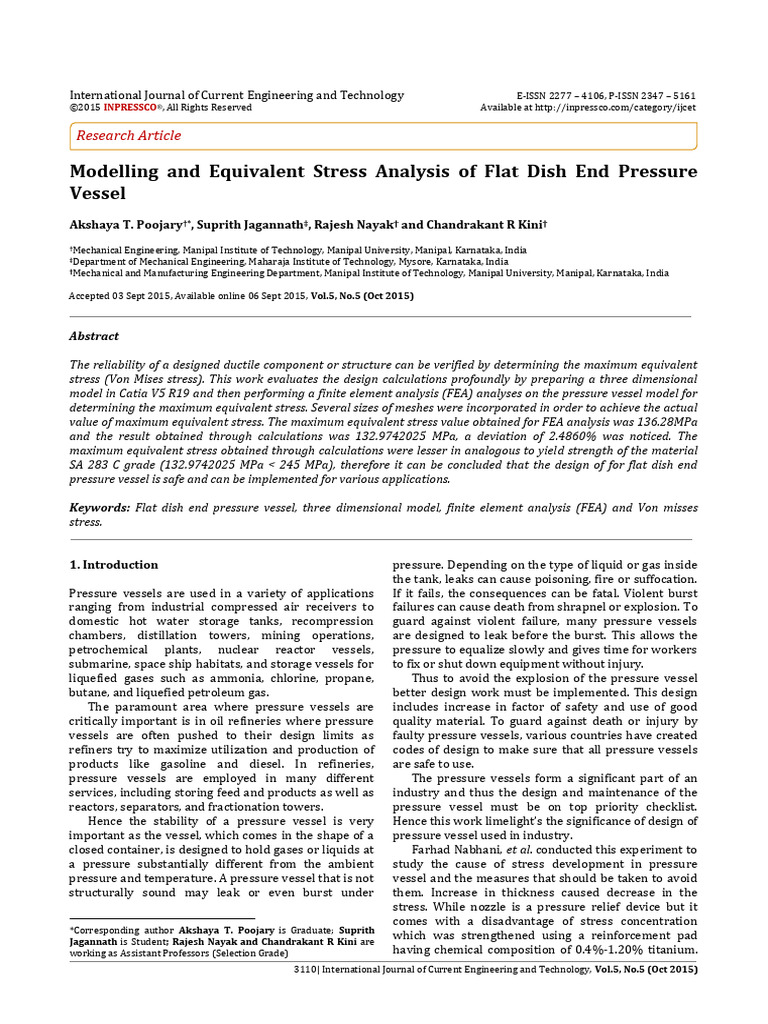 Stress Analysis of Flat Dish End Vessel | PDF | Strength Of Materials ...