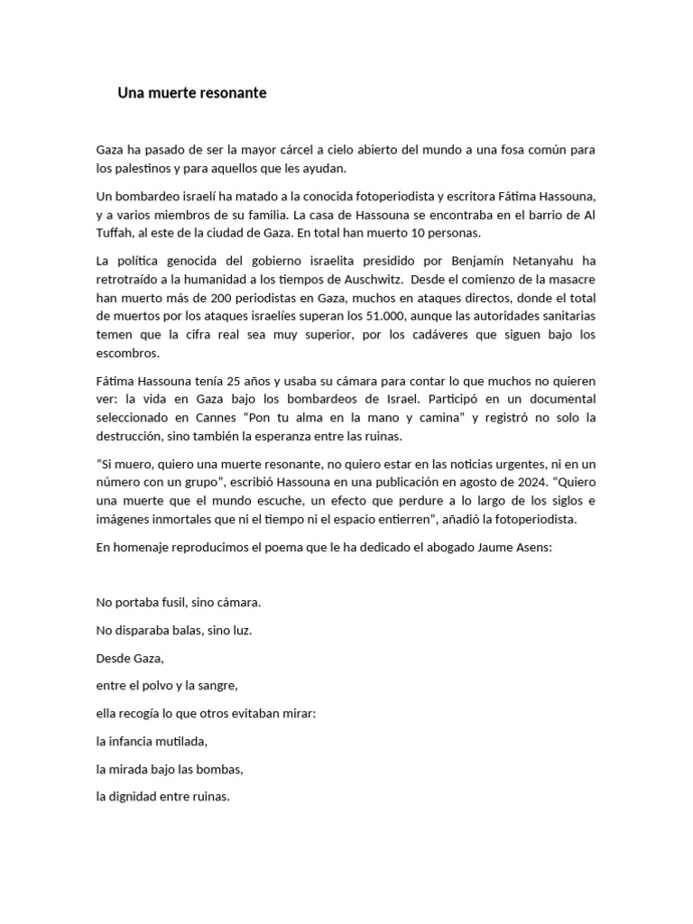 Muerte Resonante de Fátima Hassouna | PDF