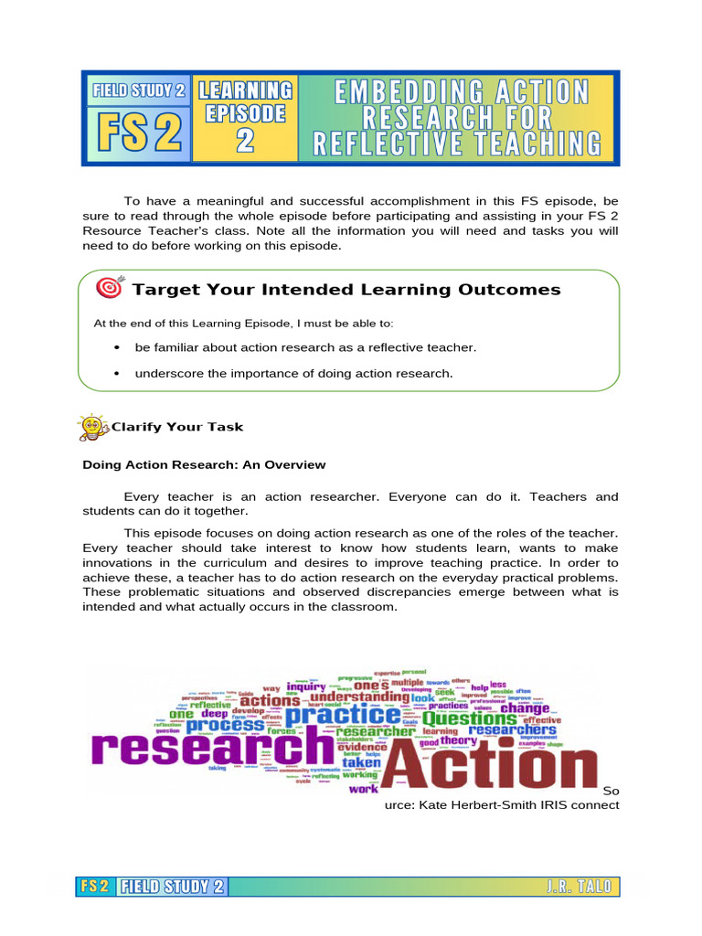 Field Study 2 Learning Episode 2 | PDF | Action Research | Teachers