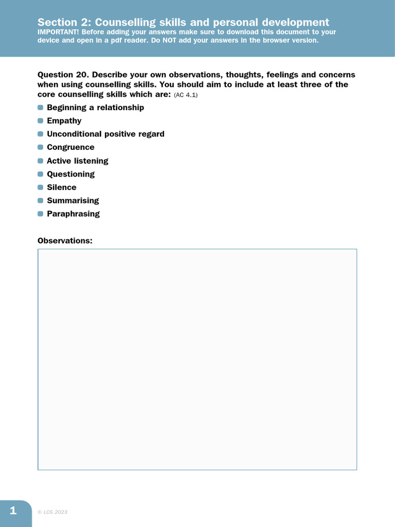 Counselling Skills Ass2 Q20-Interactive | PDF
